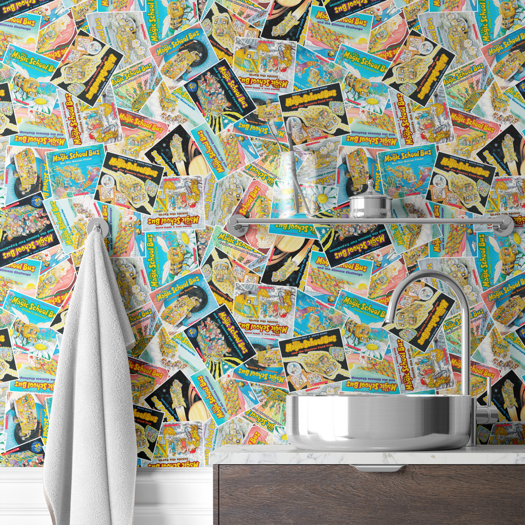 The Magic School Bus Book Toss Large Scale | Peel & Stick Wallpaper