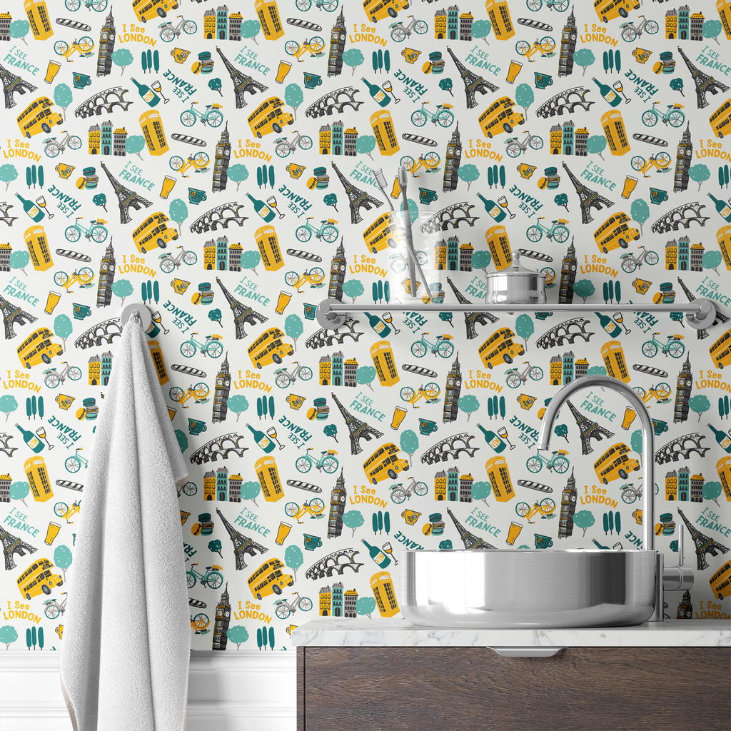 Whiskey Ginger I See London Yellow | Peel & Stick Wallpaper