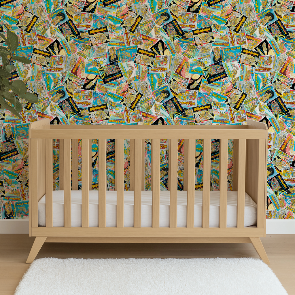 The Magic School Bus Book Toss Large Scale | Peel & Stick Wallpaper