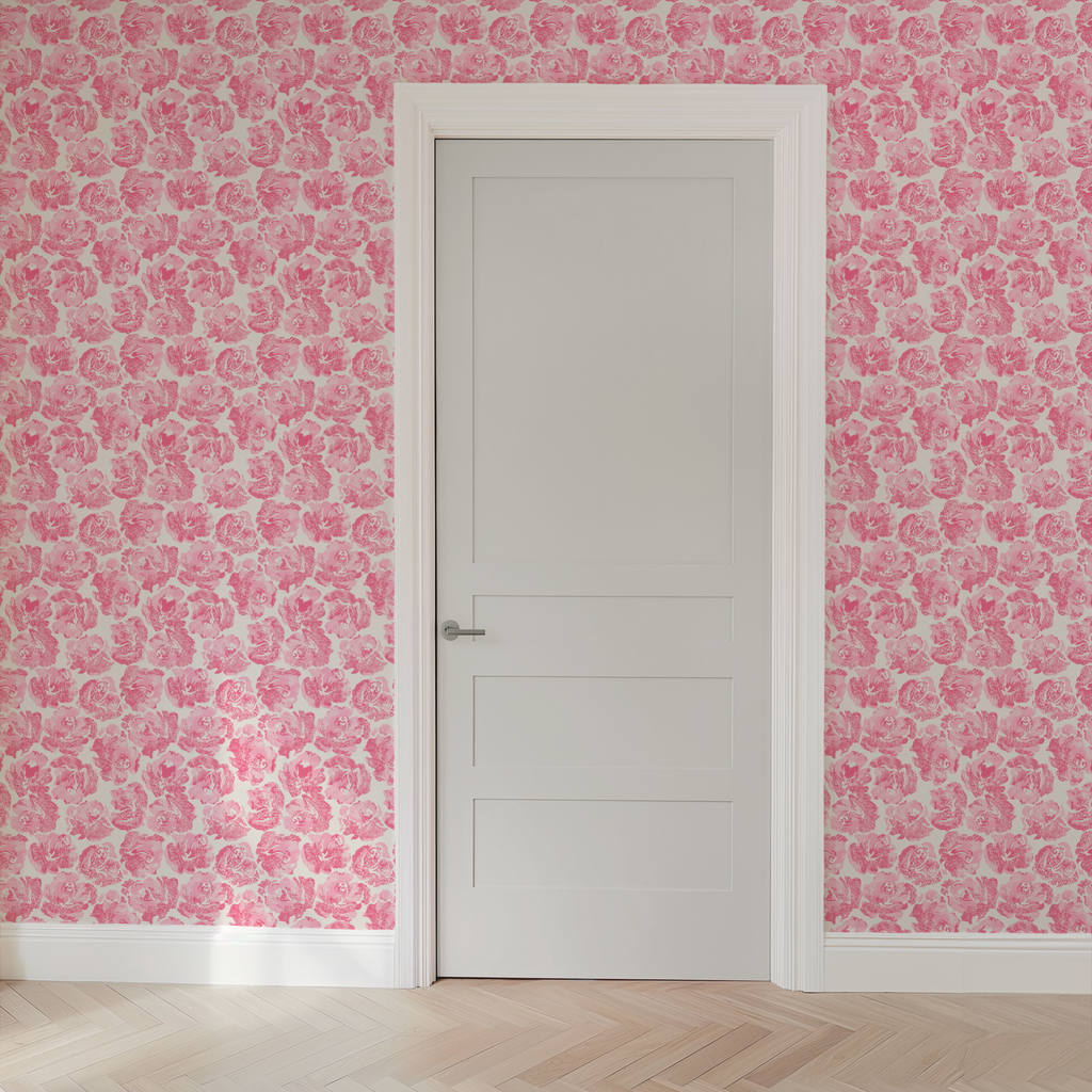 Passion Rose in Ruby | Peel & Stick Wallpaper