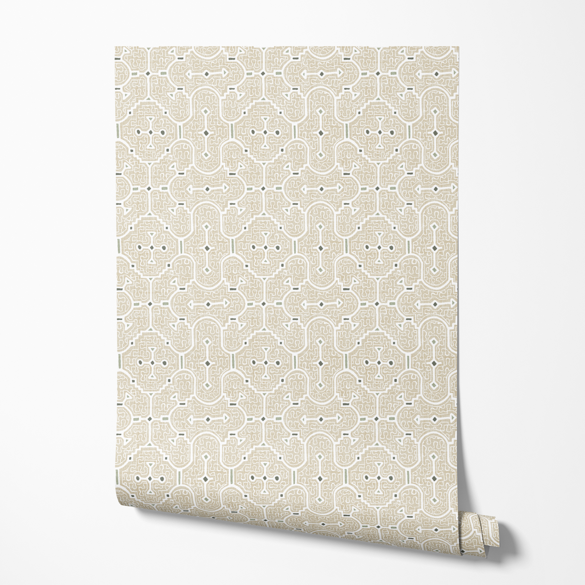 Labyrinth Maze in Beige | Peel & Stick Wallpaper