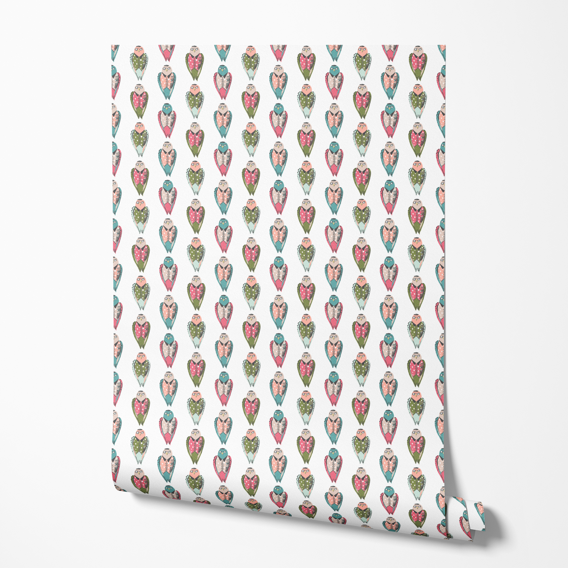 Quirky Illustrated Owls | Peel & Stick Wallpaper