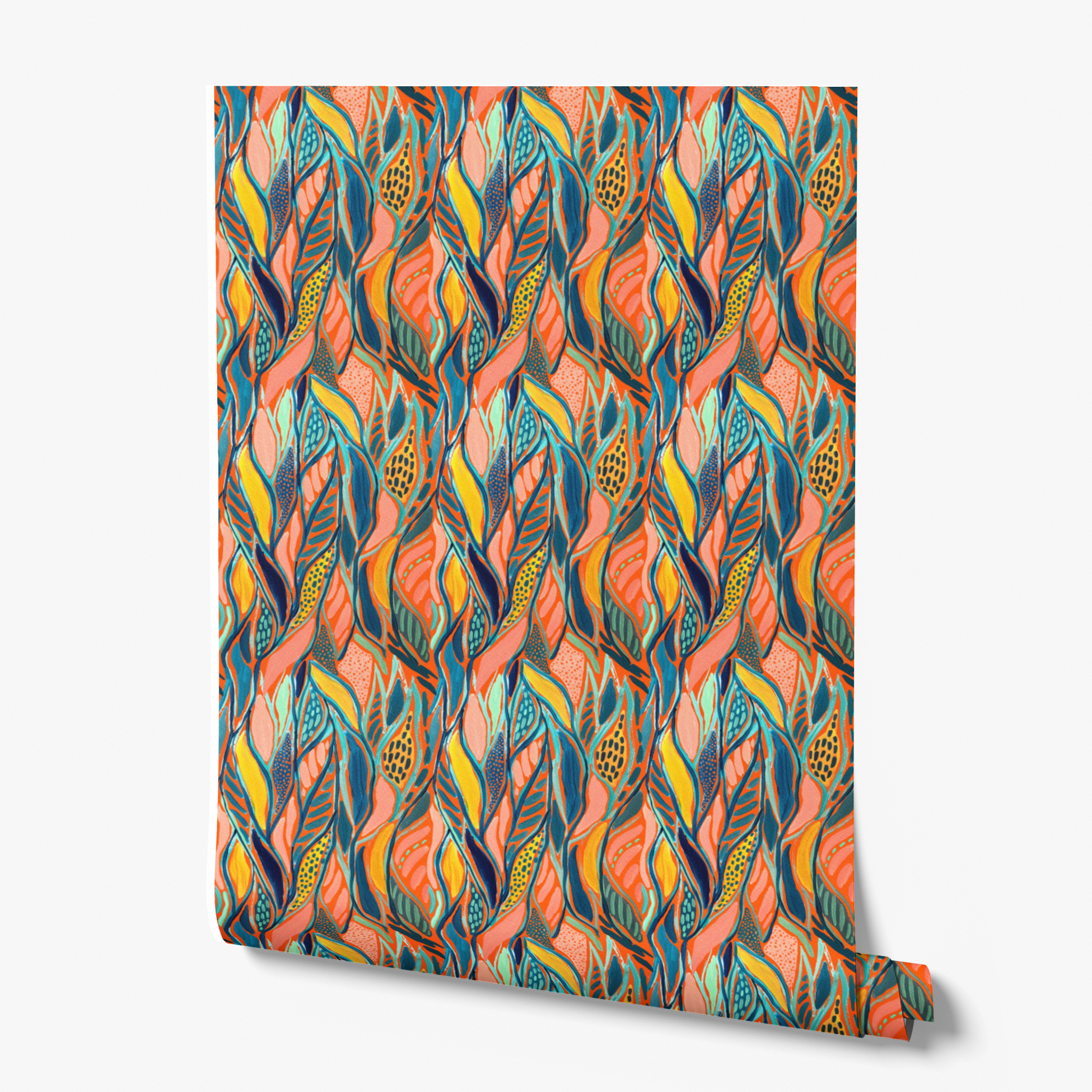 EttaVee Abstract Orange and Teal | Peel & Stick Wallpaper