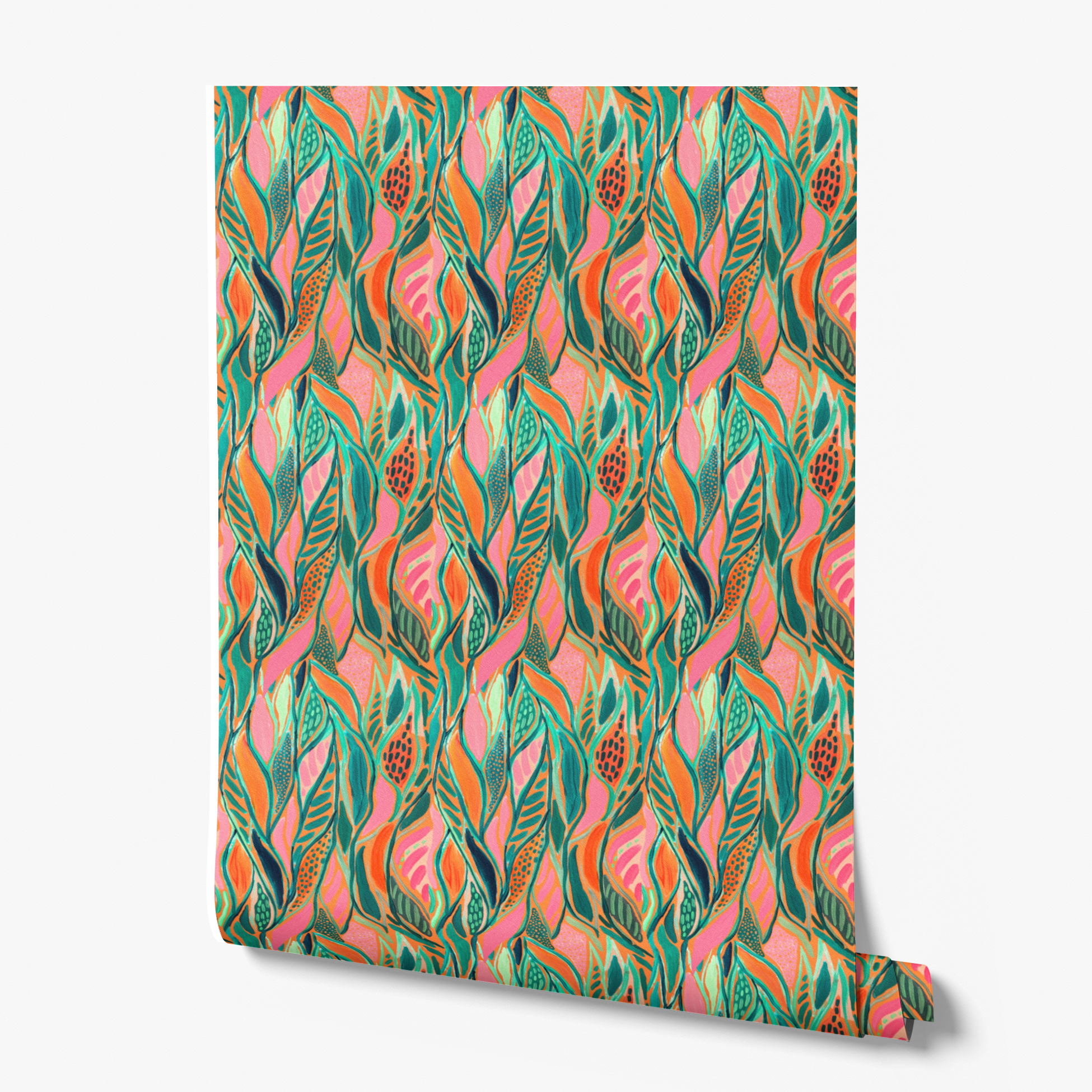 EttaVee Abstract Pink and Green | Peel & Stick Wallpaper