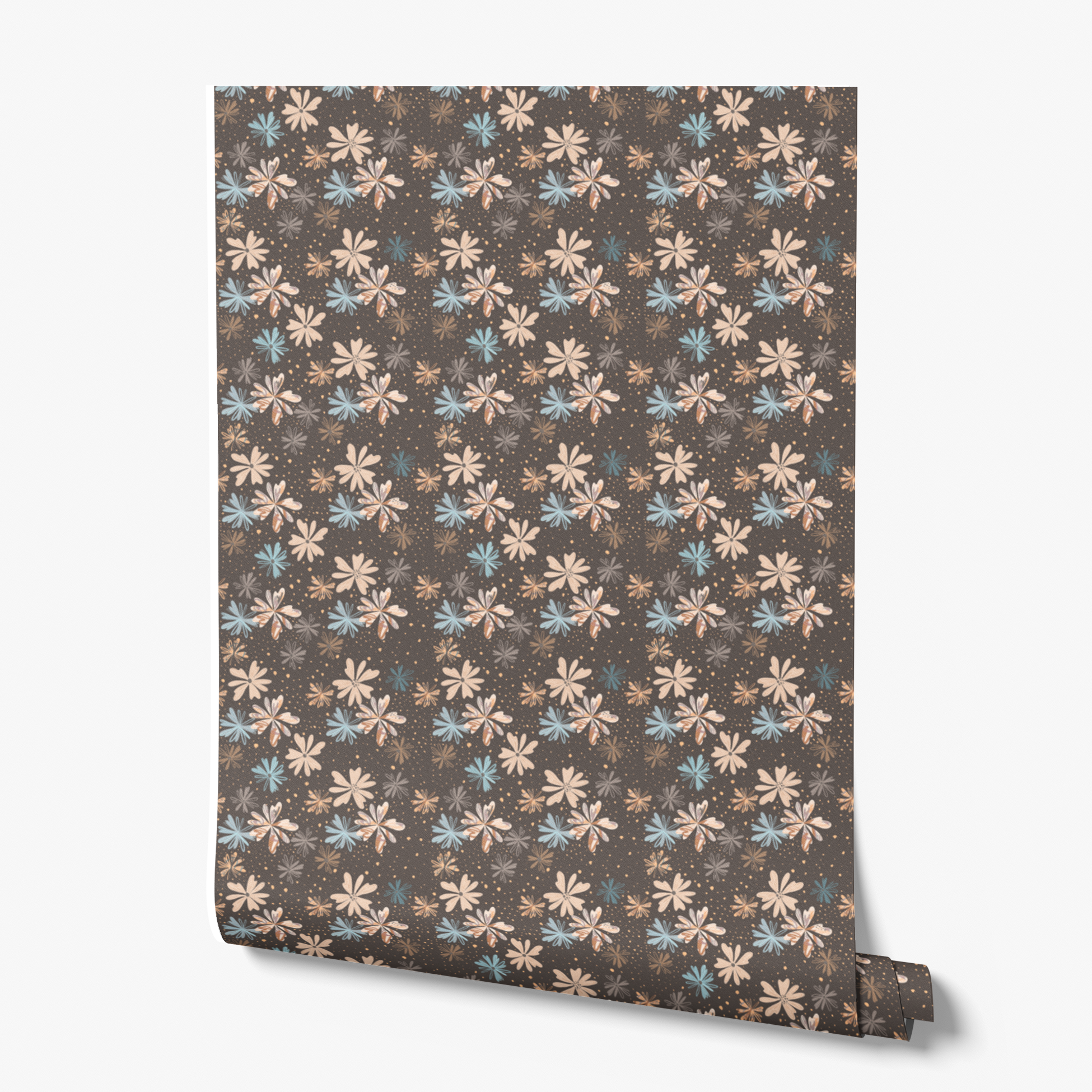 EttaVee Scribble Floral in Chocolate | Peel & Stick Wallpaper