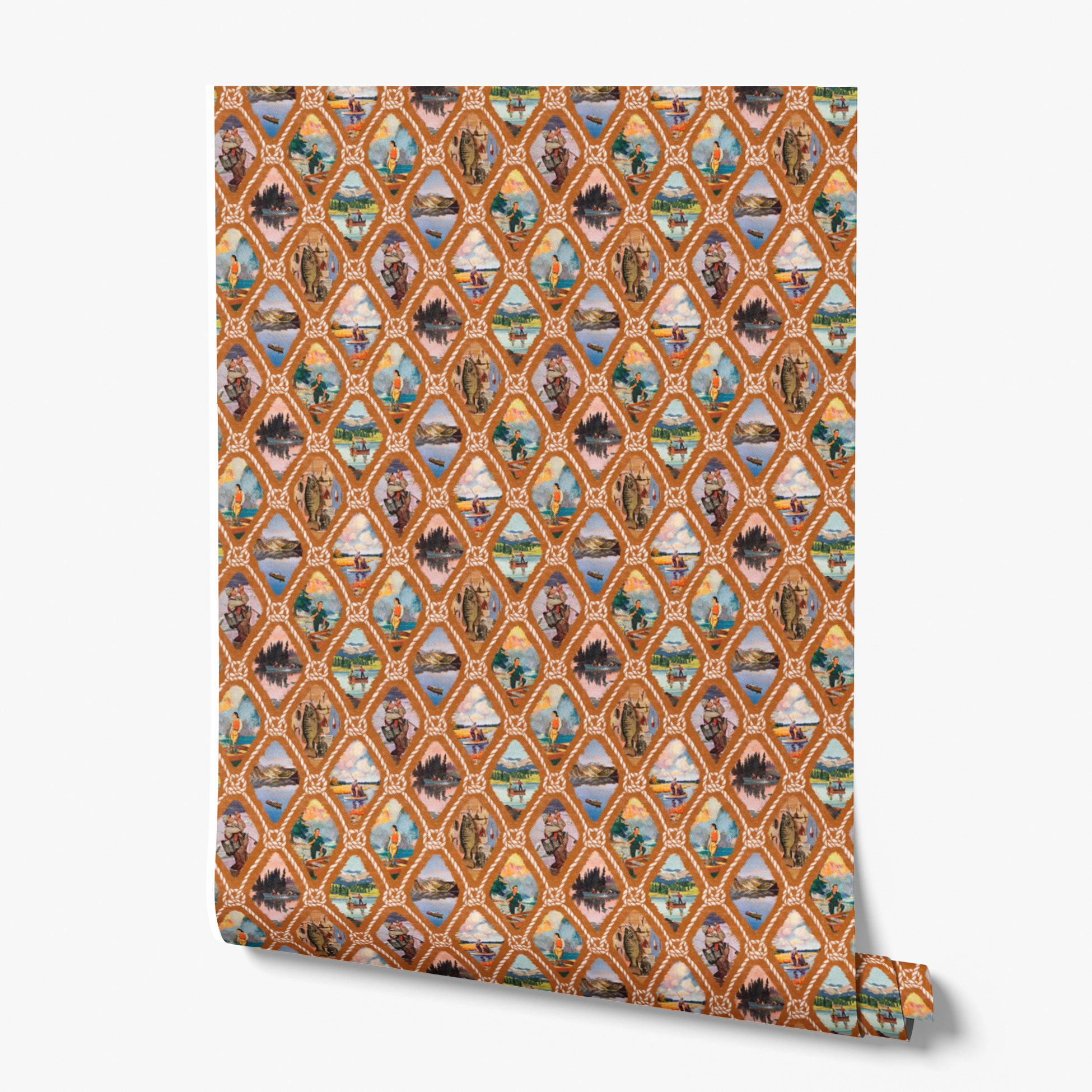 Saturday Evening Post Rope Terracotta | Peel & Stick Wallpaper