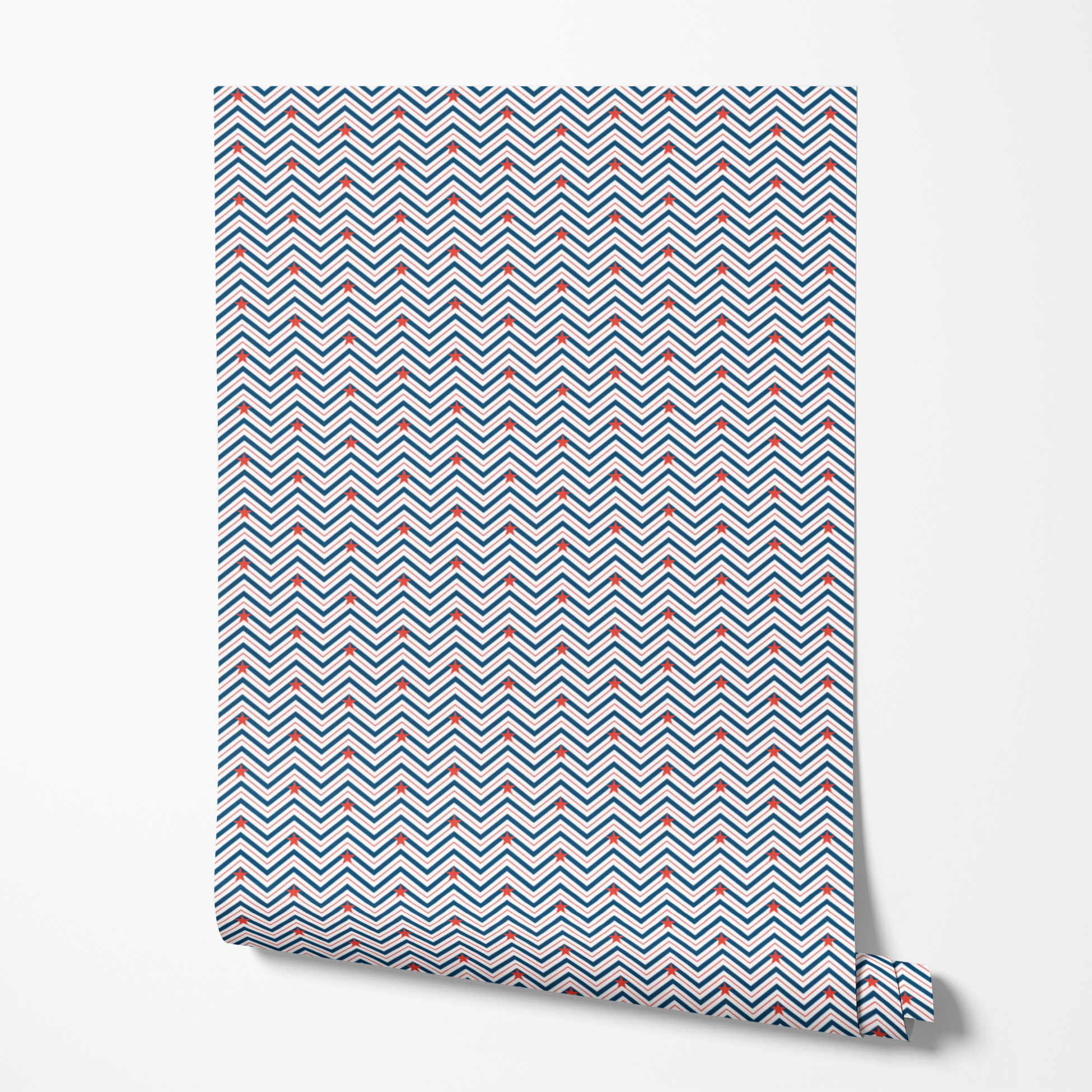 AMERICA250™ Red Stars Chevron | Peel & Stick Wallpaper