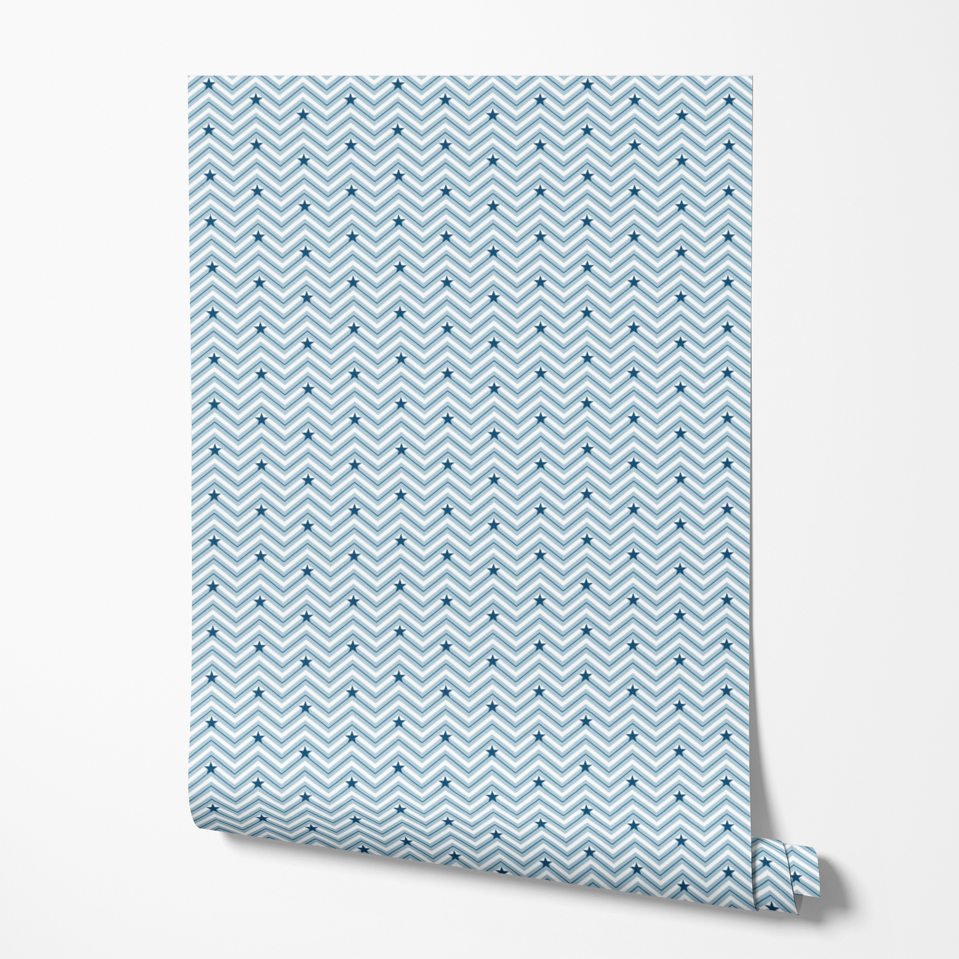 AMERICA250™ Blue Stars Chevron | Peel & Stick Wallpaper