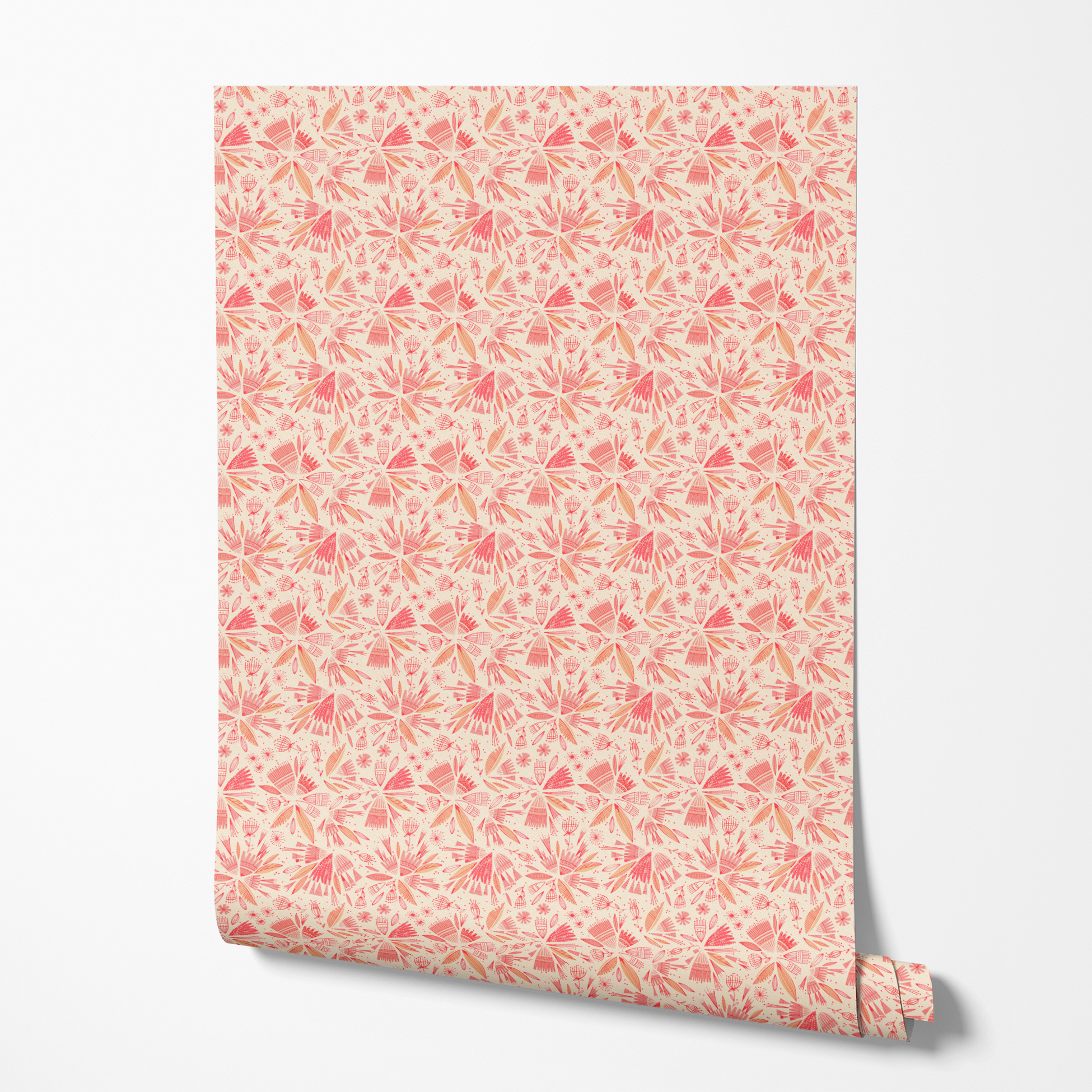 Holly Thomas Palm Fronds Canyon on Coral | Peel & Stick Wallpaper