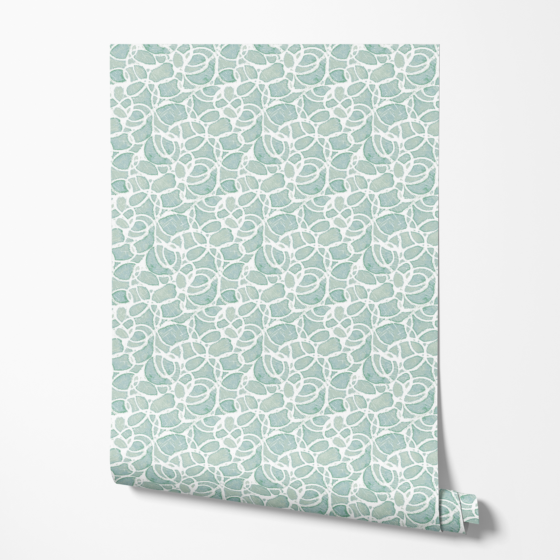 Holly Thomas Watercolor Batik Circles on Seafoam | Peel & Stick Wallpaper
