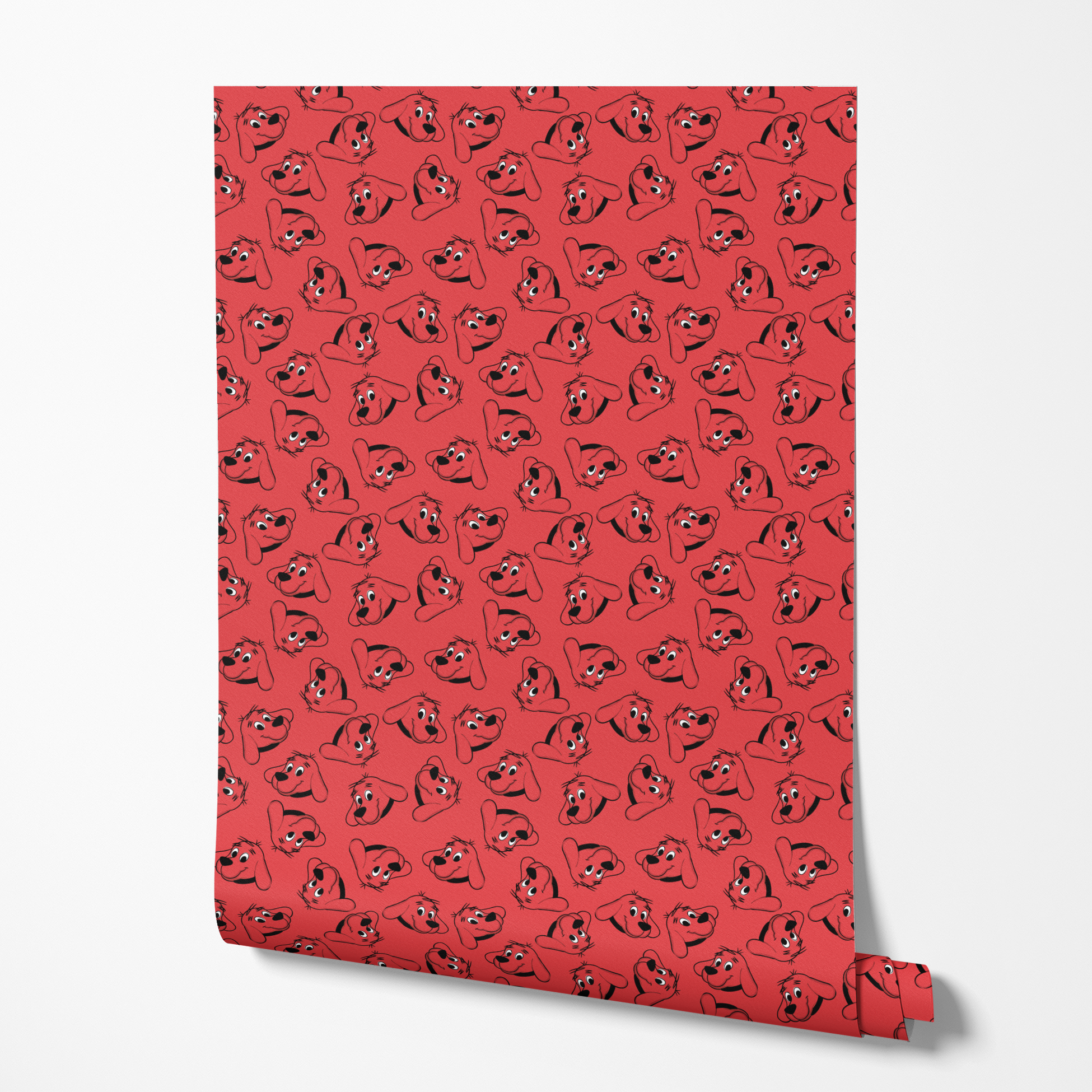 Clifford Head Toss on Red | Peel & Stick Wallpaper